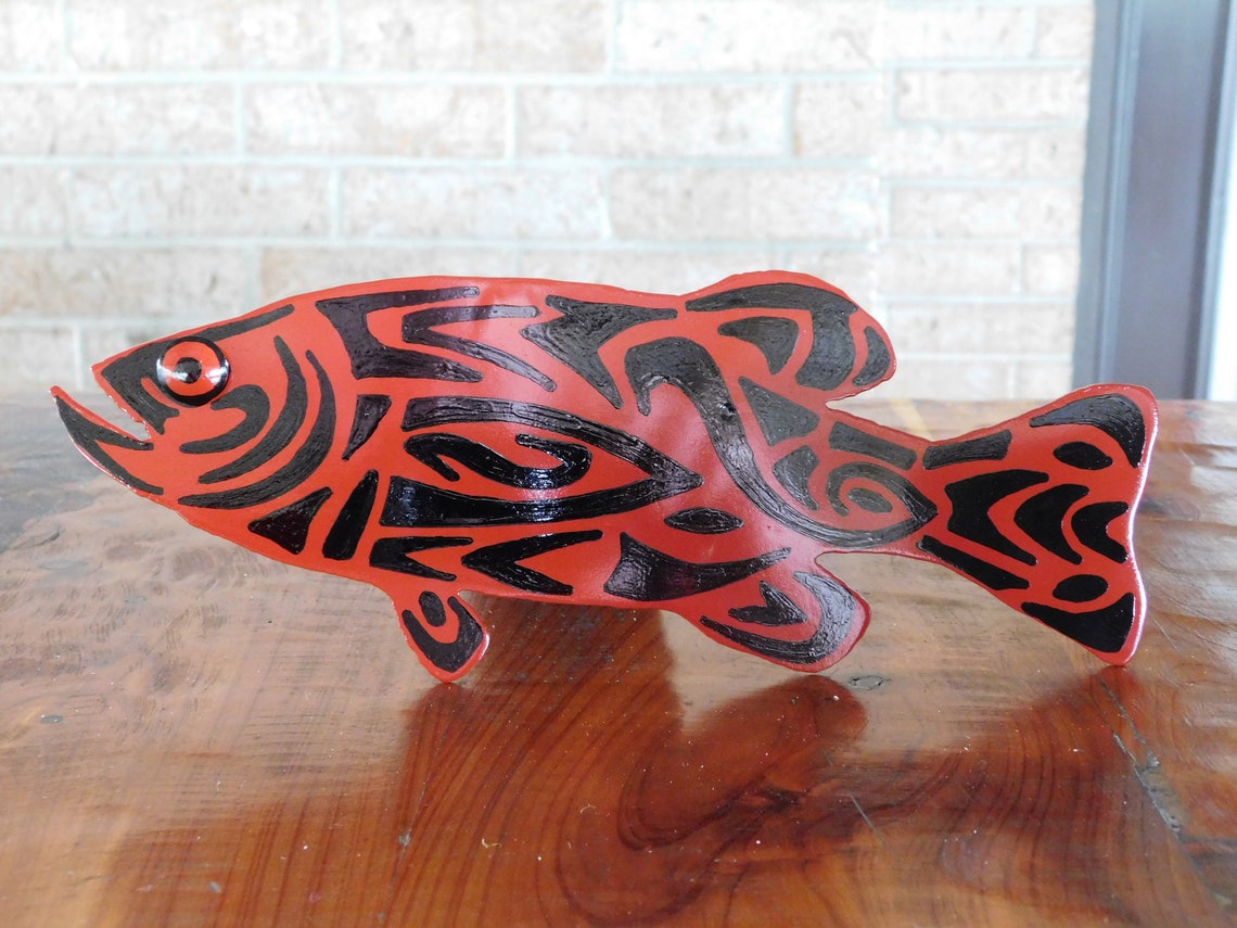 Tribal Fish Hitch Cover Red-welded Art-skeleton Fish-trailer Hitch ...