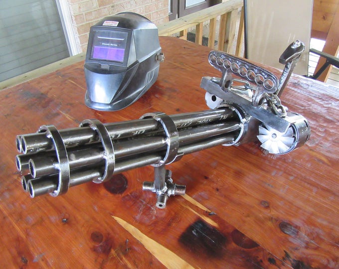 Gatling Gun-m134 Minigun-scrap Metal Art-steampunk-welded Art-metal ...