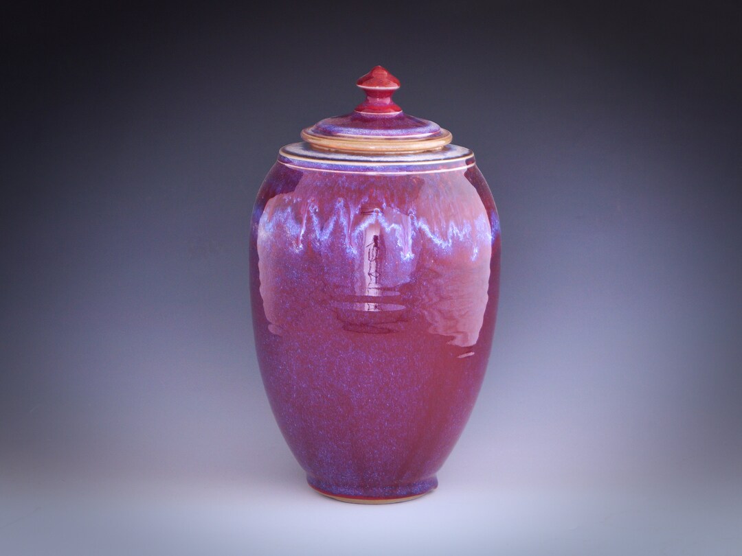 Ceramic Cremation Urn: Memorial Urn for Adult red and Blue 190 Cubic ...