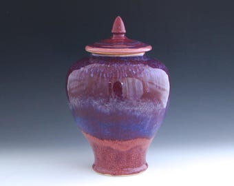 Ceramic Cremation Urn: "memorial Urn for Adult Human Ashes" Red and ...