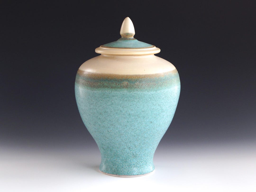 Ceramic Cremation Urn: Memorial Urn for Adult "turquoise 220 Cubic ...