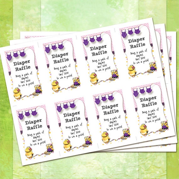 Minion Baby Girl Shower Diaper Raffle, Pink and Purple - Etsy