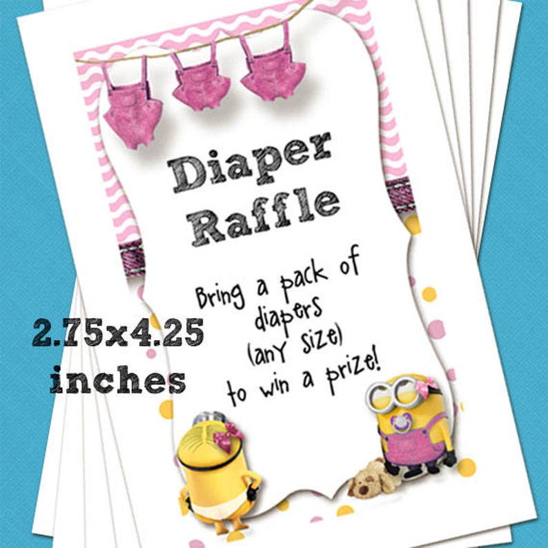 Digital Printable Pink Minion Baby Girl Shower Diaper Raffle - Etsy