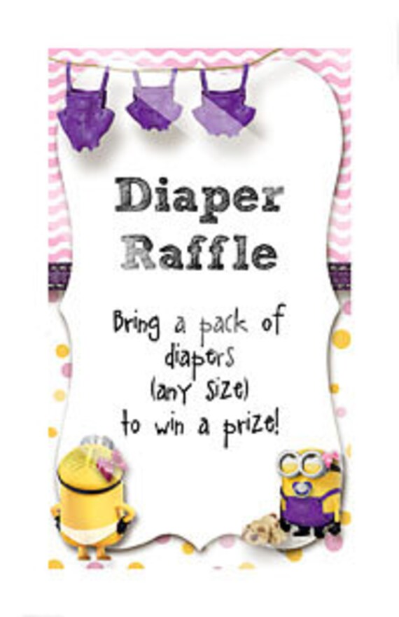 Minion Baby Girl Shower Diaper Raffle Pink and Purple | Etsy