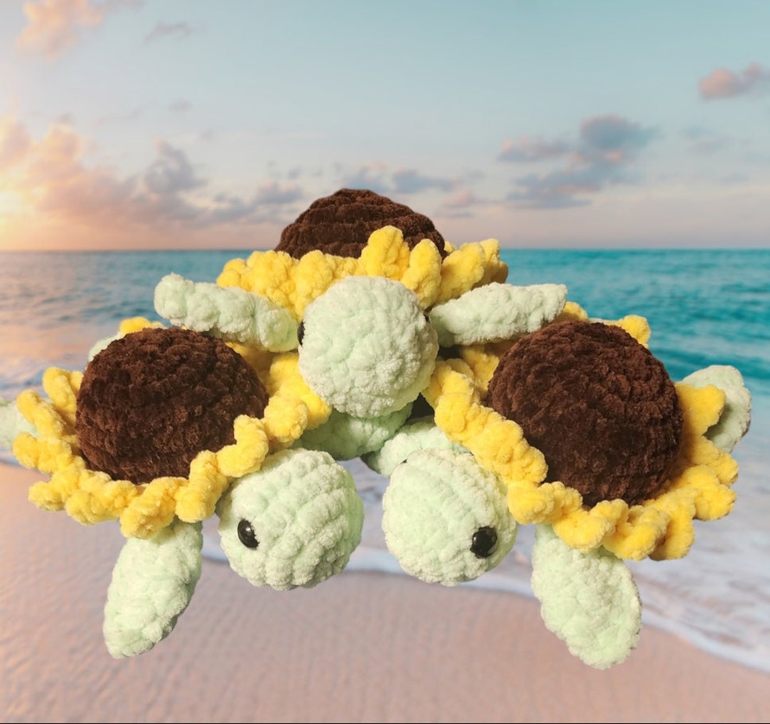 Small Sunflower Turtle, Crochet Small Sunflower Turtle, Sunflower ...
