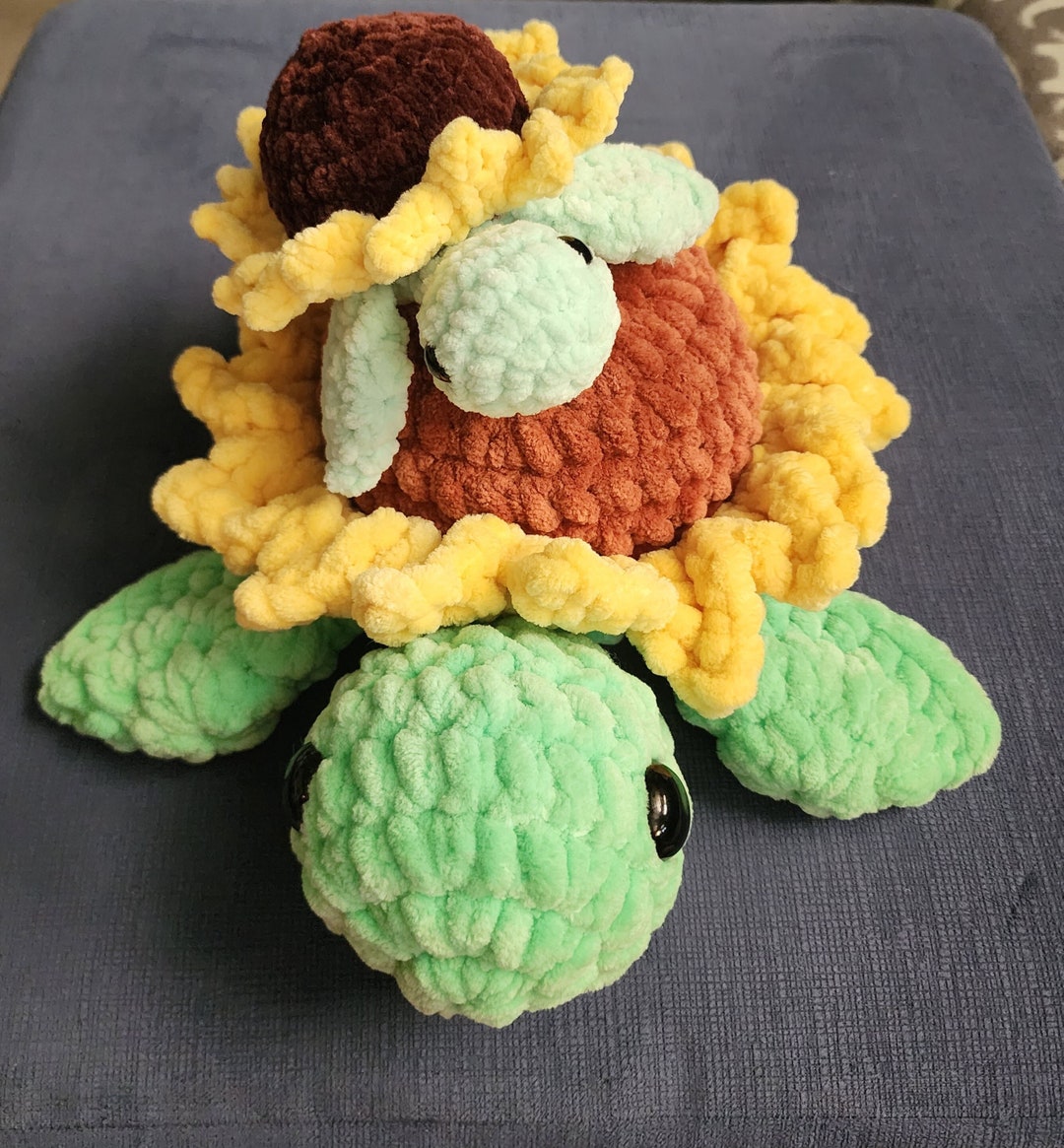 Large Sunflower Turtle, Crochet Giant Sunflower Turtle, Sunflower ...