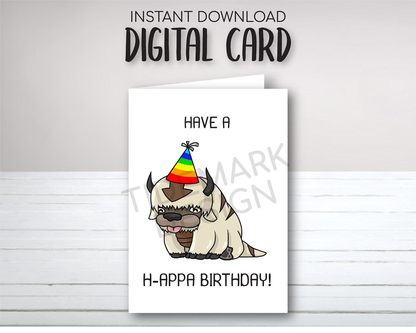 DIGITAL Card Avatar Birthday Card Cute Appa Avatar The Last | Etsy