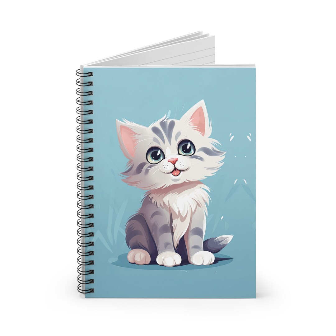 Spiral Notebook Happy Little Funny Cat Journal / 118 Pages - Etsy