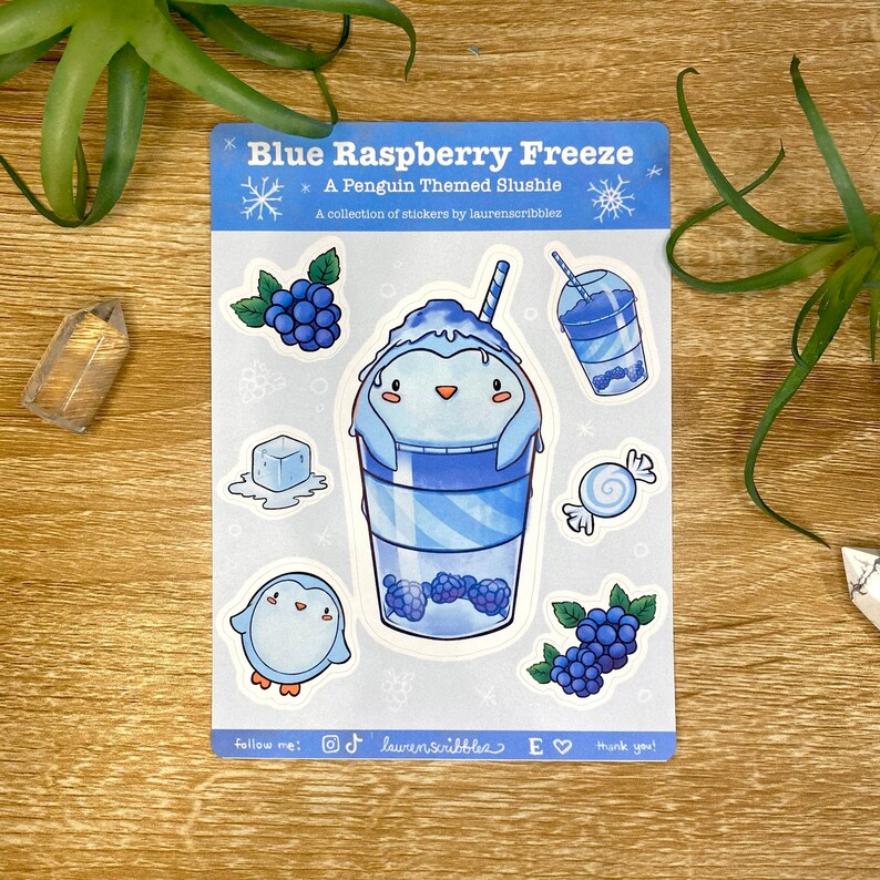 Blue Raspberry Freeze- Penguin Slushie | Bird Drink Stickers | Sticker ...