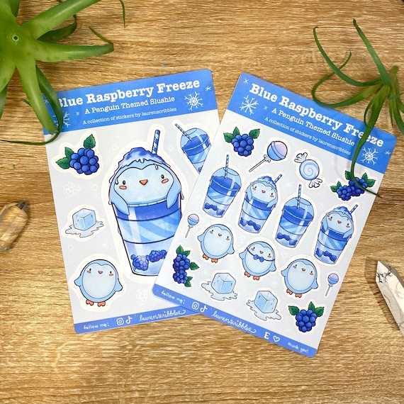 Blue Raspberry Freeze Penguin Slushie Bird Drink Stickers - Etsy