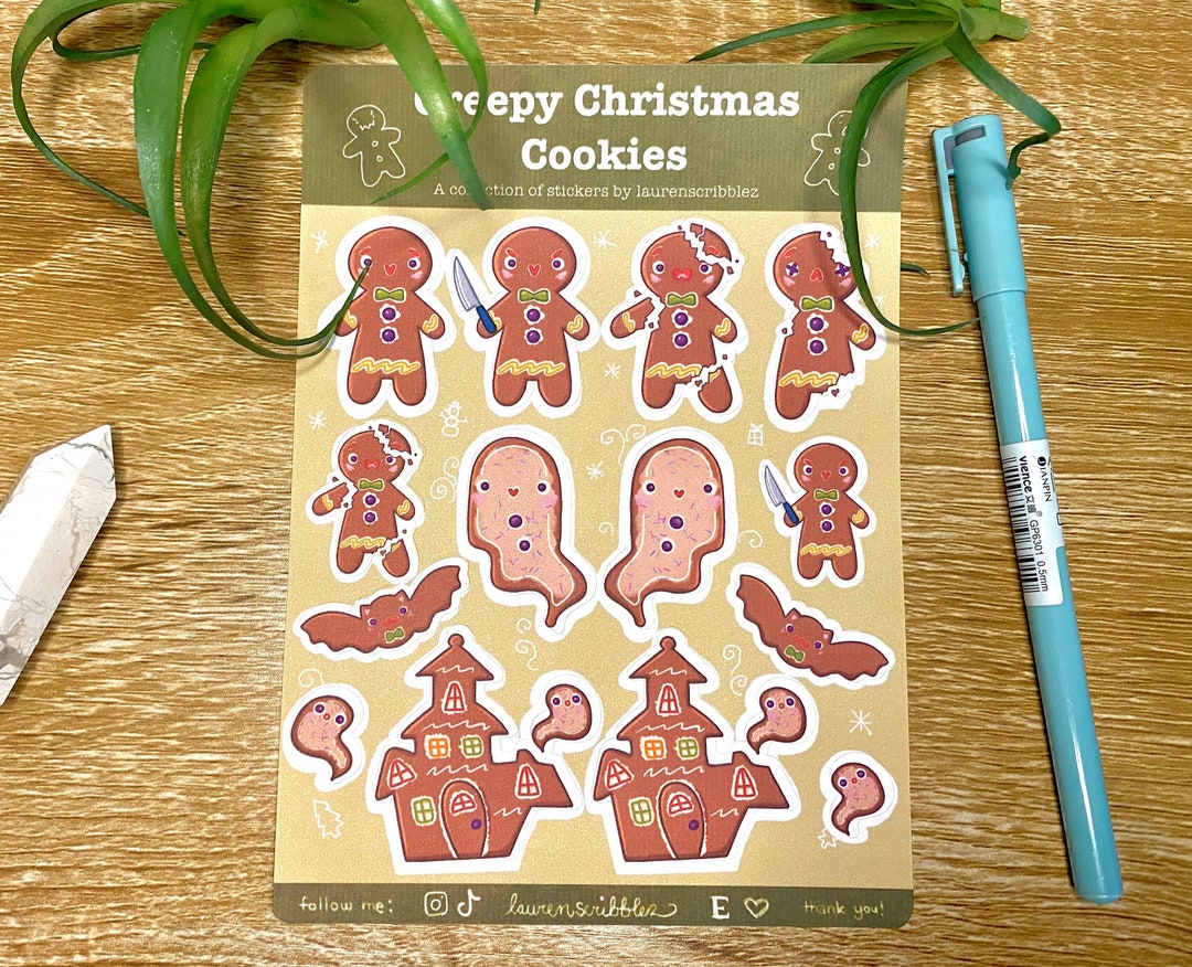 Creepy Christmas Cookies Kawaii Sticker Sheet Cute and Funny Stationary ...