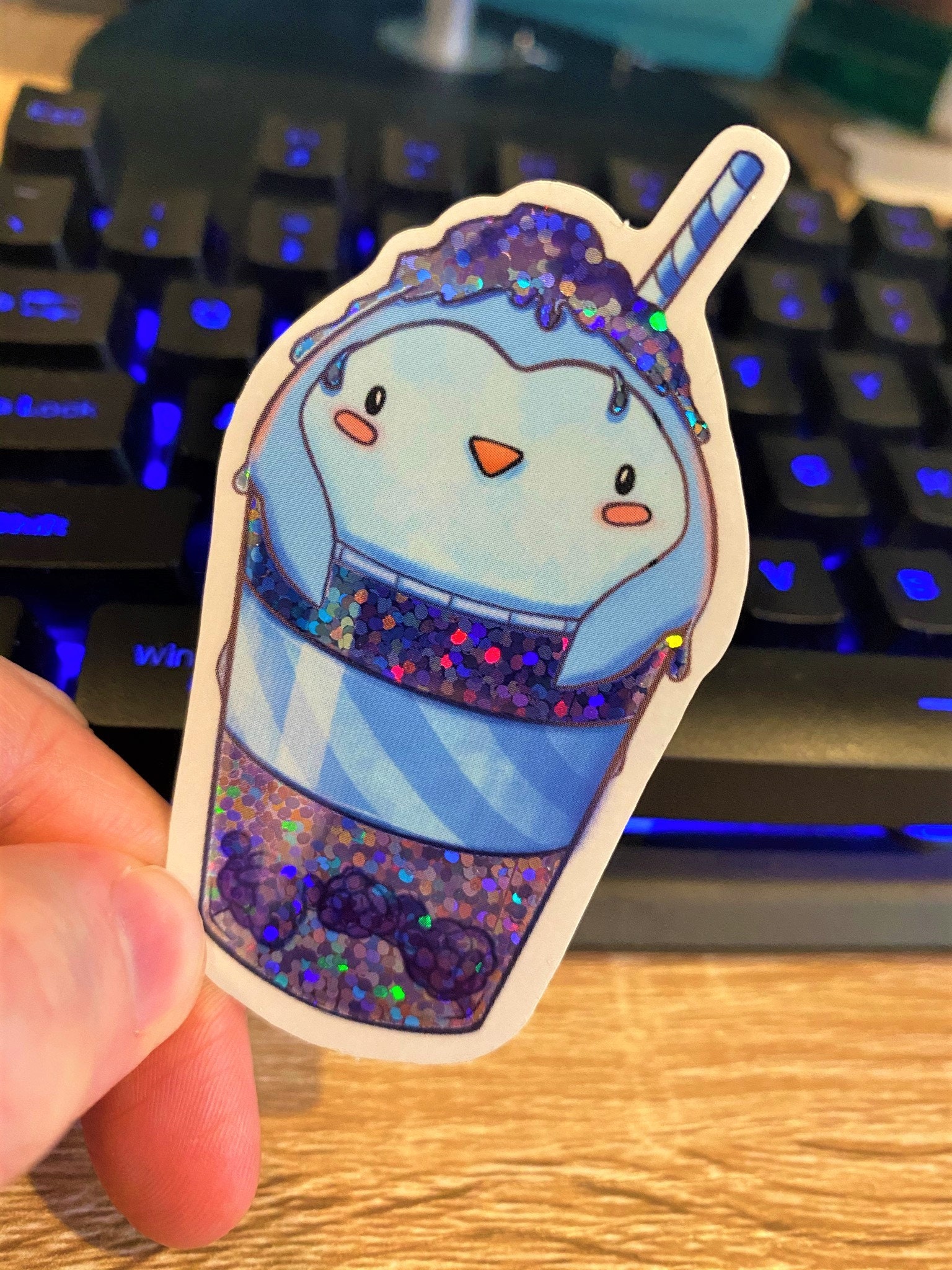 Blue raspberry freeze Penguin Slushie Vinyl Holographic | Etsy