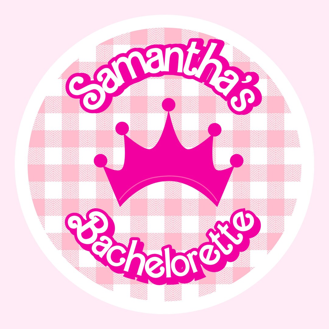 Personalized Bachelorette Stickers Party Favors Barbie Crown Sticker ...