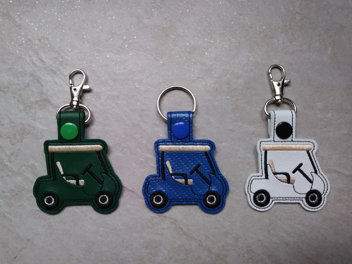 Embroidered Golf Cart Shaped Key Chain Keychain Fob You Pick | Etsy