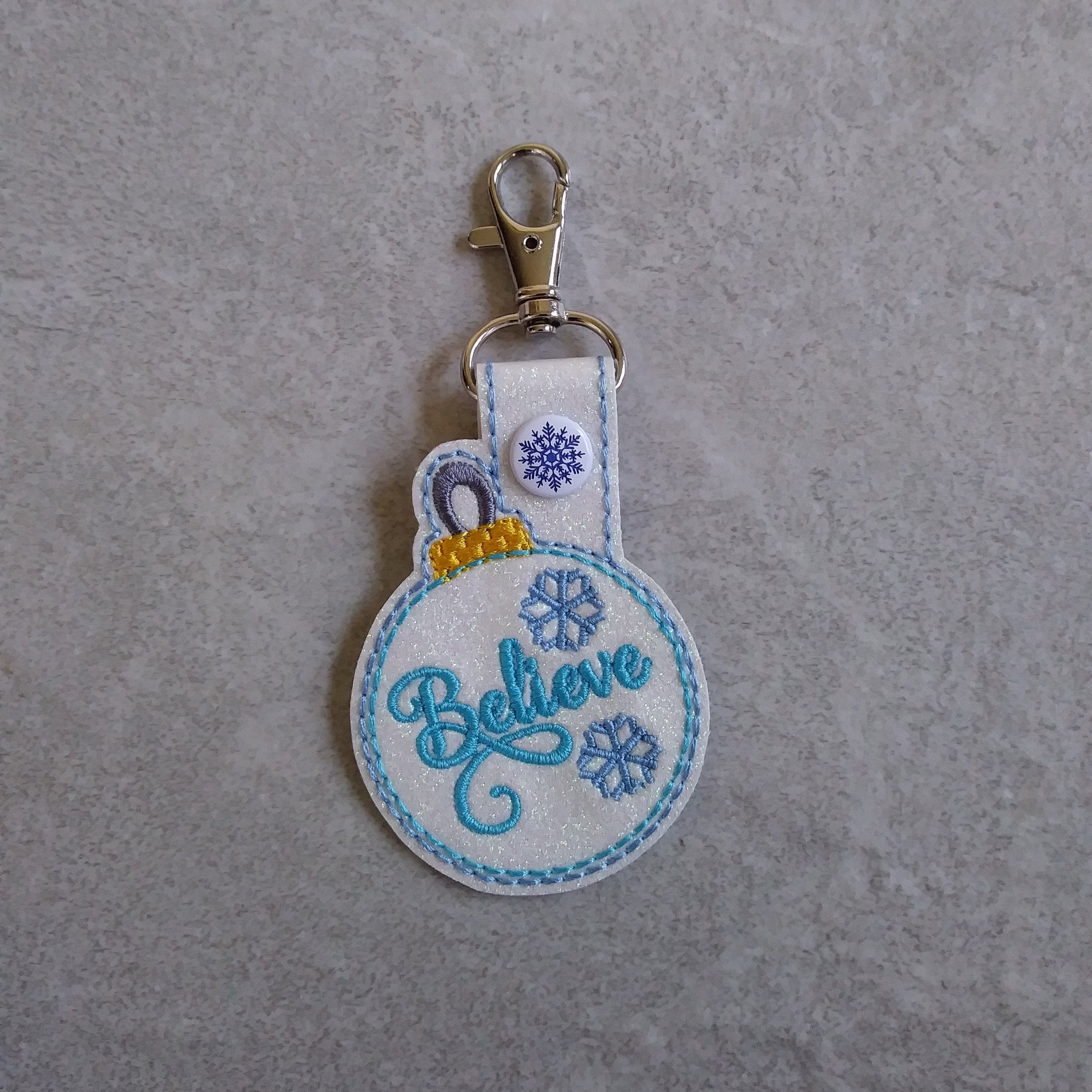 Embroidered Believe Ornament Key Chain Fob | Etsy