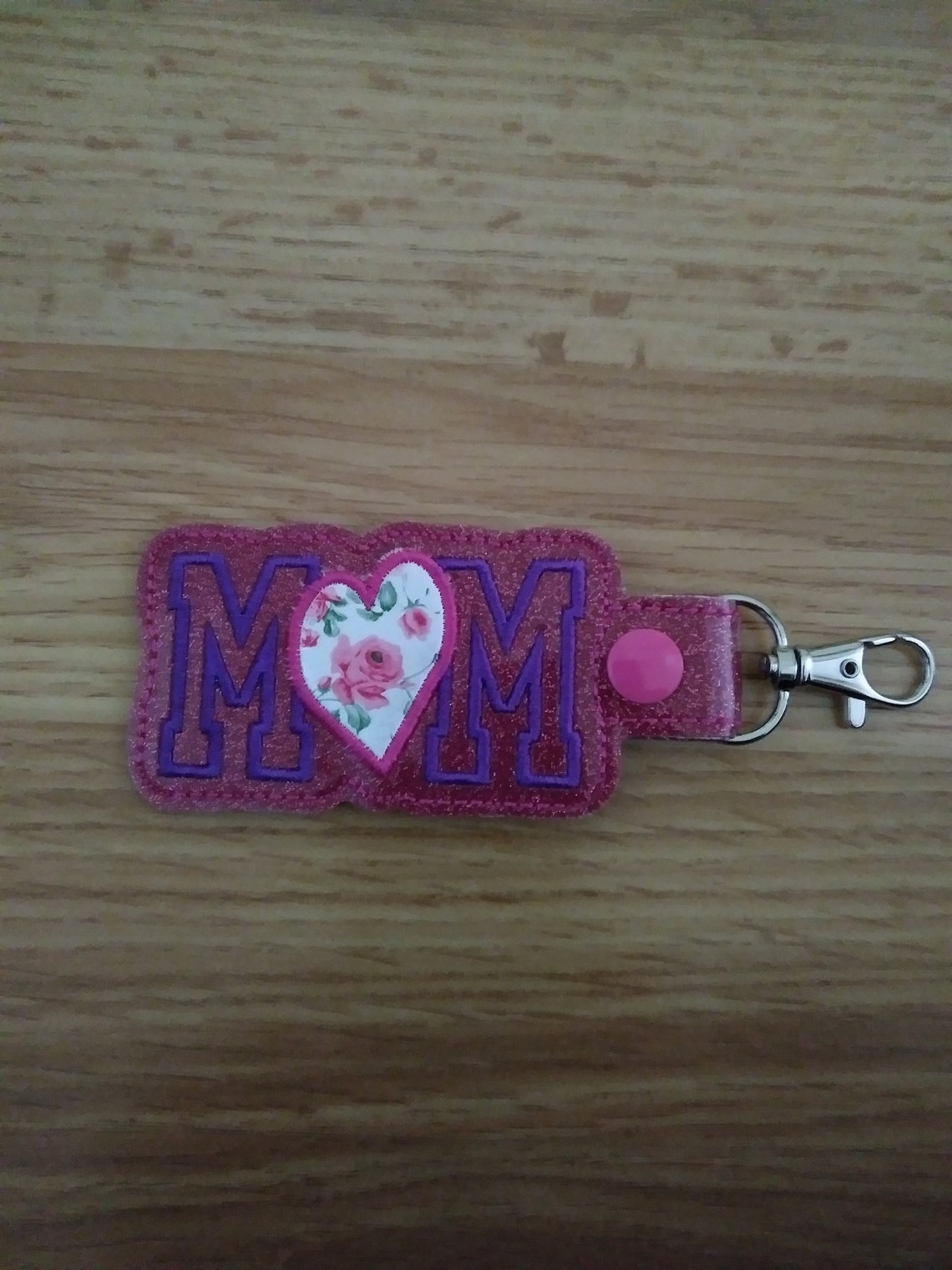 Embroidered Mom Key Chain Fob With Heart Great for | Etsy