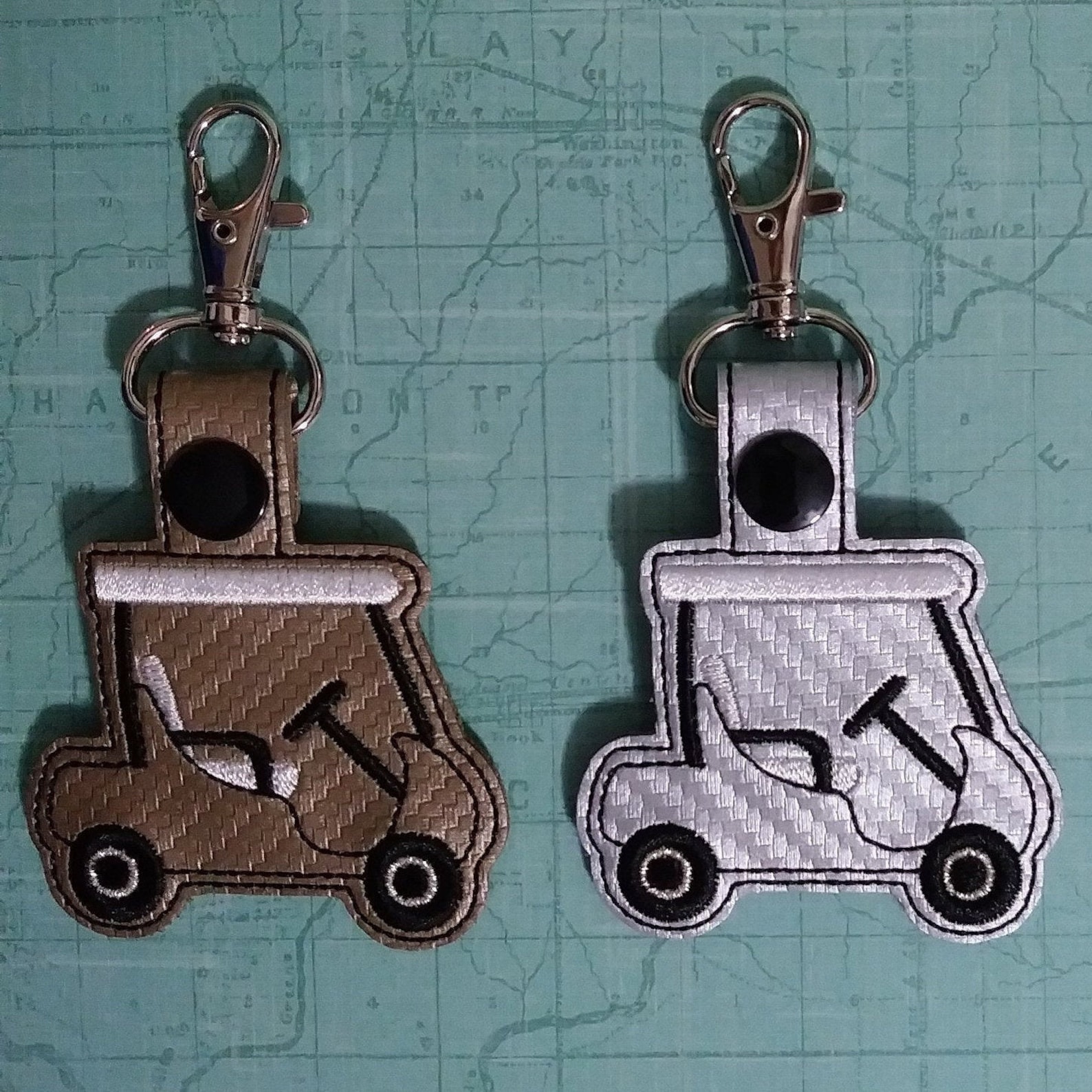Embroidered Golf Cart Shaped Key Chain Keychain Fob, You Pick the Color ...
