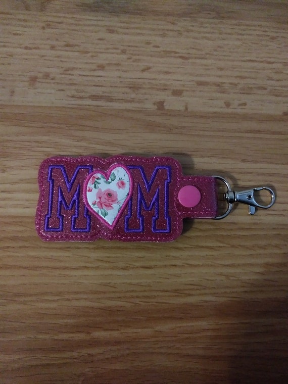 Embroidered Mom Key Chain Fob With Heart Great for | Etsy