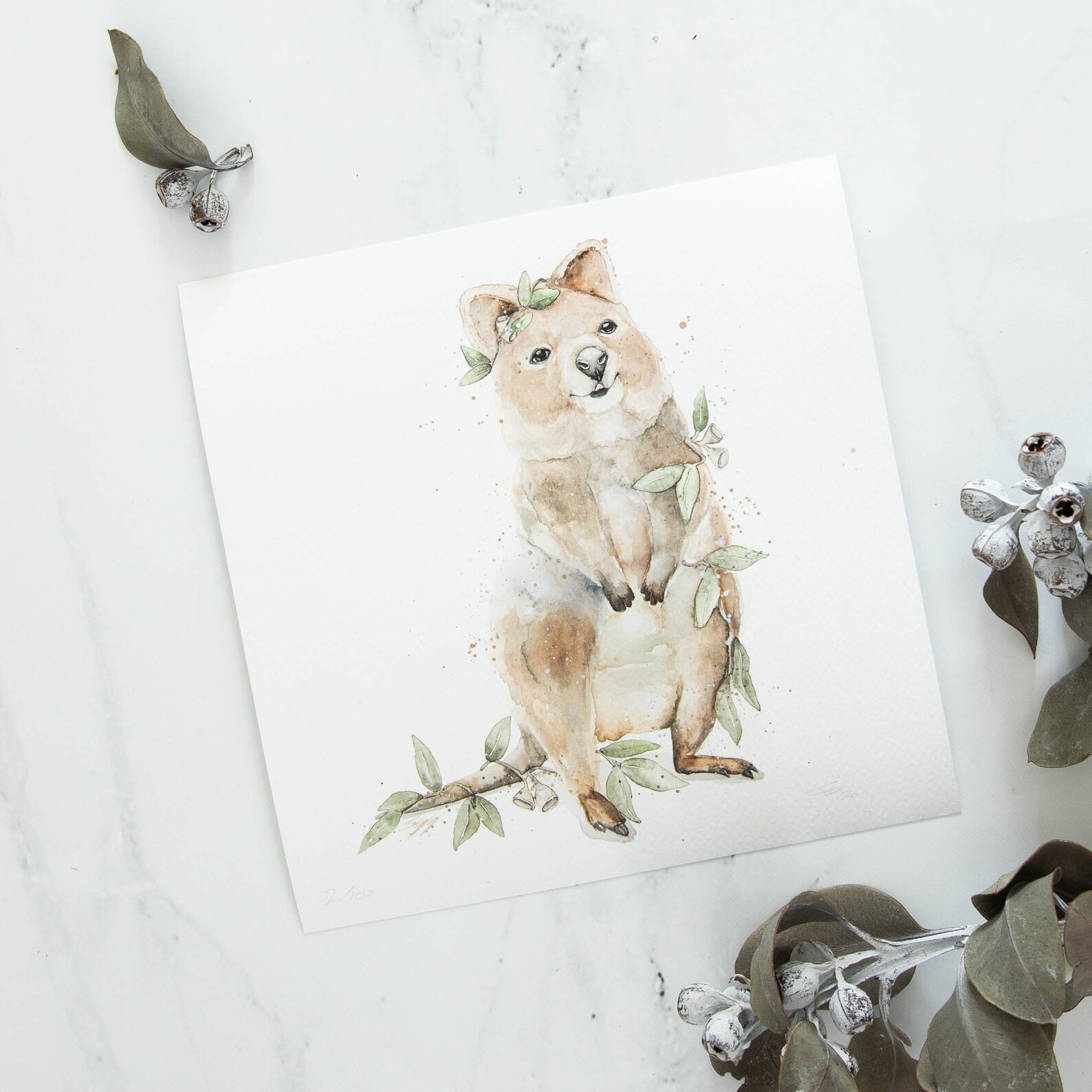 Quokka Print Watercolour Quokka Painting Quokka Eucalyptus - Etsy