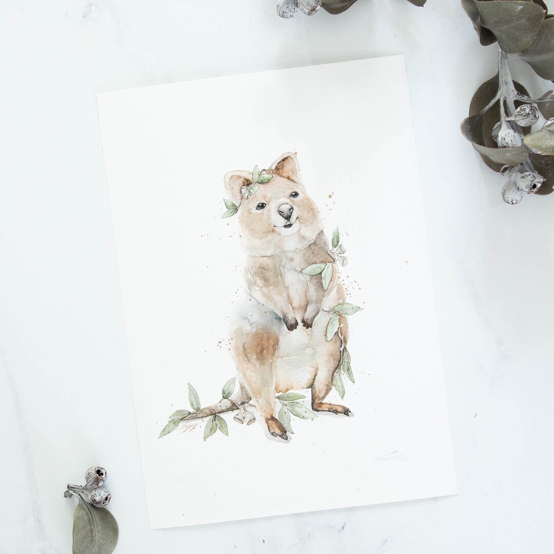 Quokka Print Watercolour Quokka Painting Quokka Eucalyptus - Etsy