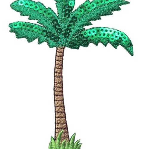 Palm Tree Applique Patch Sequin Leaves Grass 3.75 | Etsy