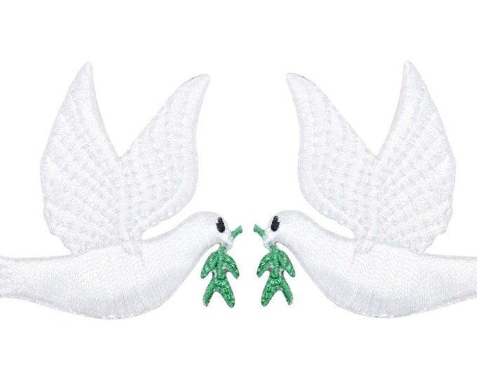 Peace Dove Applique Patch Set Olive Branch, Bird 2-1/8 2-pack, Iron On ...