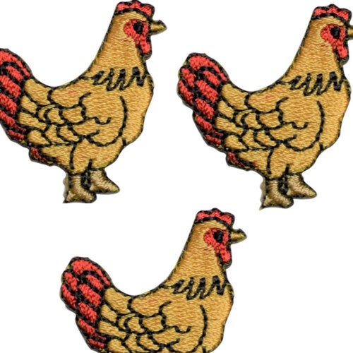 Chicken Applique Patch Hen Farmer Badge 1 5 Iron On Etsy