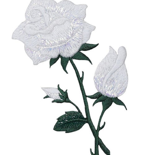 White Rose Open Petals Flower Iron on Applique - Etsy
