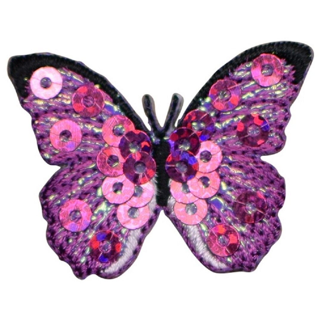 Mini Fuchsia Butterfly Applique Patch Pink Sequin Bug Badge 1.5 iron On ...