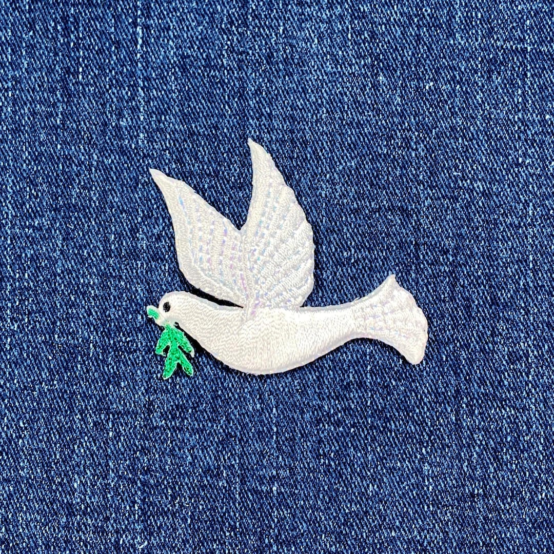 Peace Dove Applique Patch - Embroidered Olive Branch Bird Badge 2-1/8 ...