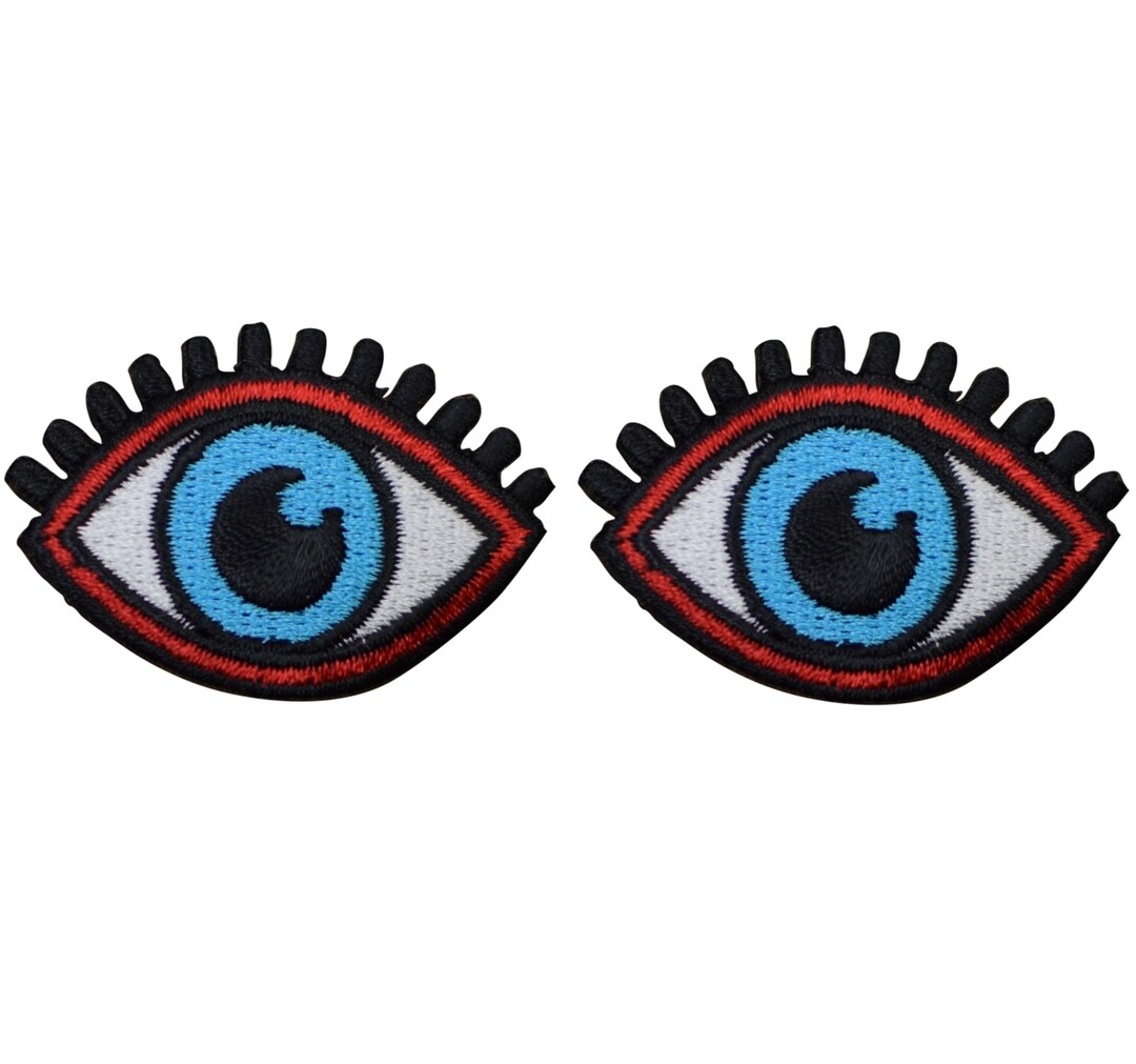 Blue Eyes Applique Patch - Eye Lashes 1-7/8" (2-pack, Iron On) - Etsy