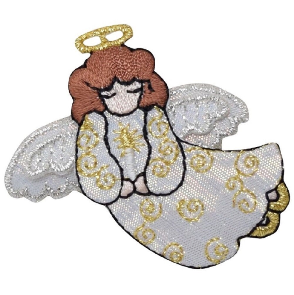 Angel Applique Patch Halo Flying and Praying 2-1/8 | Etsy