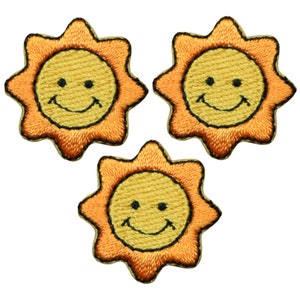 Mini Sun Applique Patch - Star, Solar, Space Badge 7/8" (3-pack, Iron ...