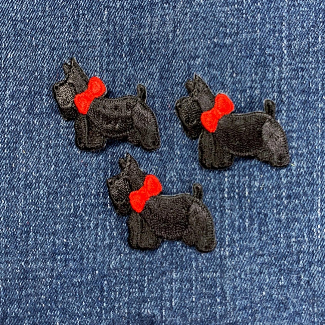 3-pack Scottie Applique Patch - Mini Embroidered Dog Animal Badge 1.5 ...
