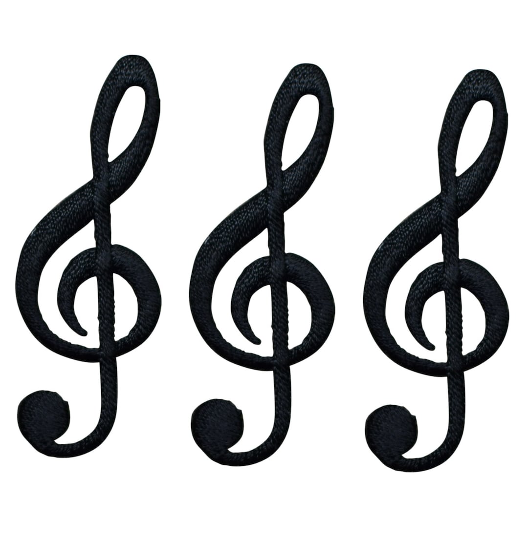 Black G Clef Musical Note Applique Patch 2-1/4" (3-pack, Iron On) - Etsy