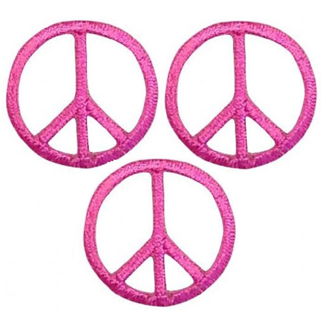 Mini Peace Sign Patch Applique - Fuchsia, Hot Pink 1" (3-pack, Iron On ...