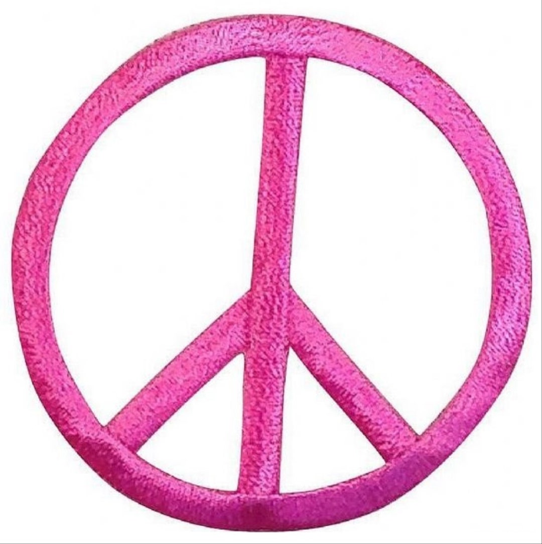 Medium Peace Sign Patch - Hot Pink Fuchsia Peace Symbol Badge 2" (iron ...