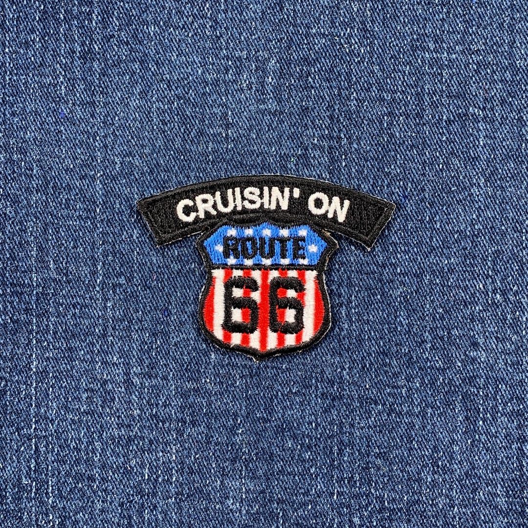 Cruisin' on Route 66 Patch - Embroidered Highway Sign Badge 2.5" (iron ...