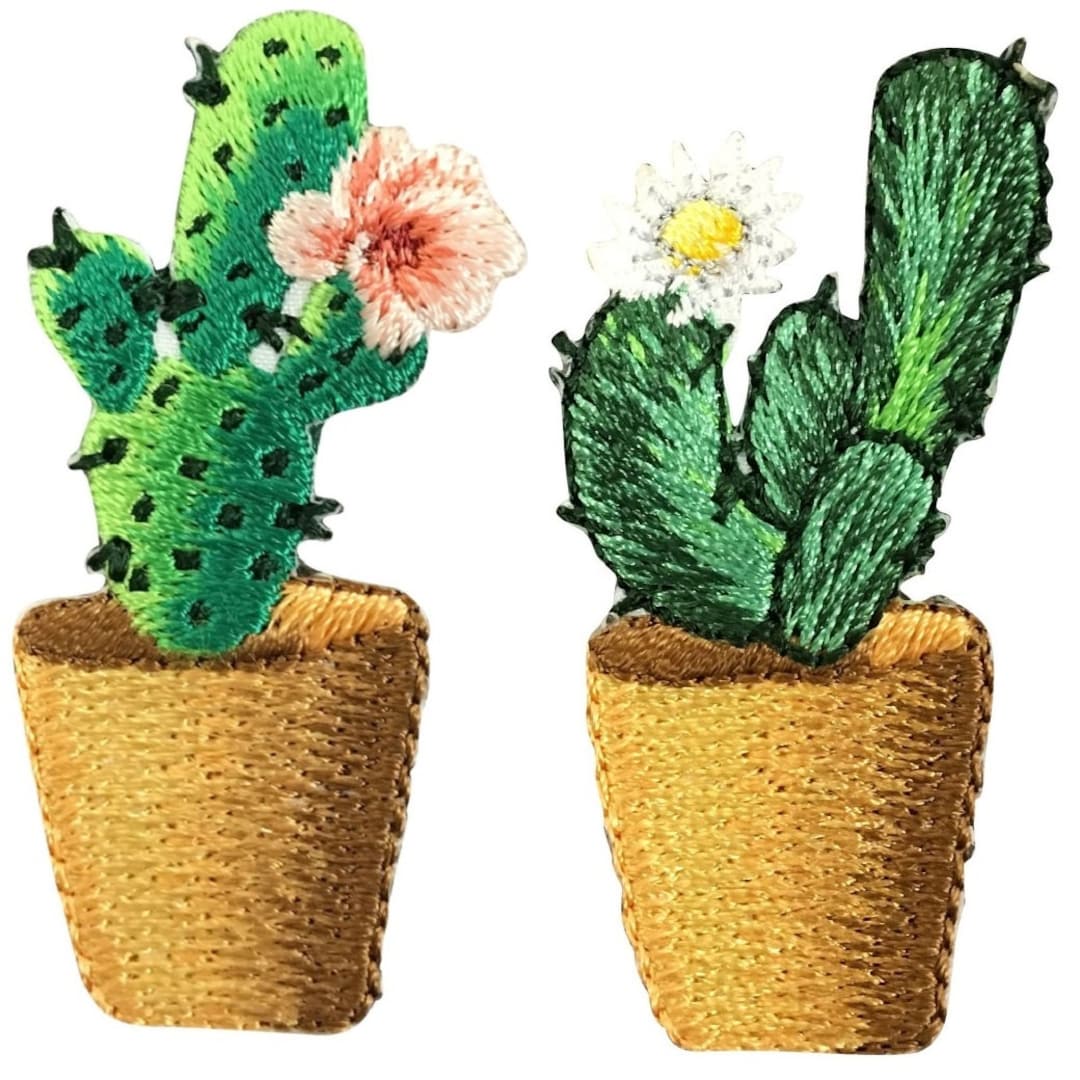 Cactus Applique Patch - Cacti, Flowers, Succulent Badge 1-7/8" (2-pack ...