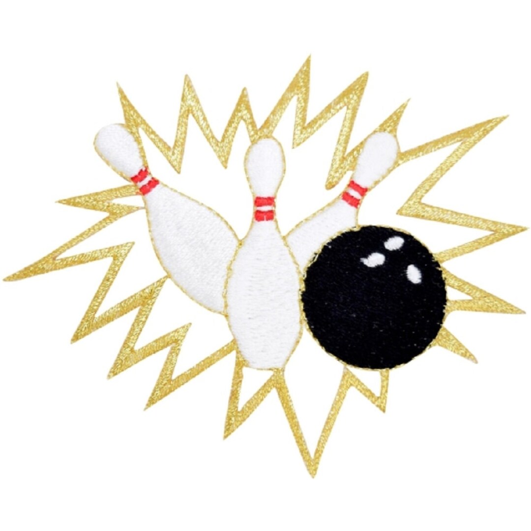 Bowling Applique Patch - Pins and Bowling Ball Badge 4" (iron On) - Etsy