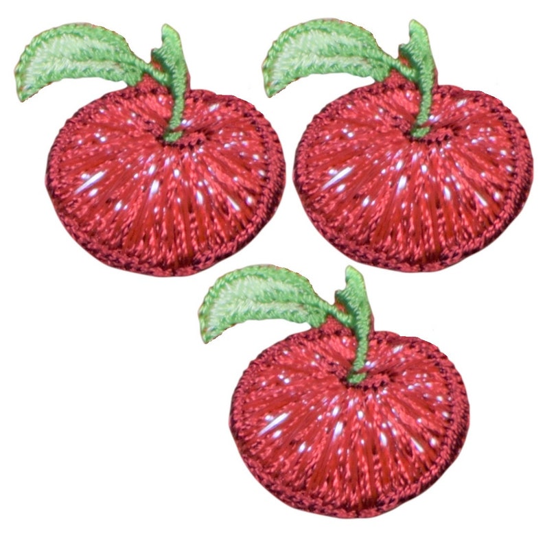 3-pack Apple Applique Patch - Mini Embroidered Fruit Badge 1" (iron On ...