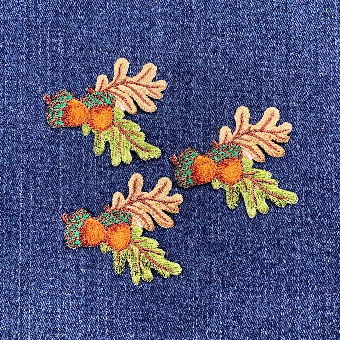 3-pack Acorn & Leaves Applique Patch - Embroidered Oak Tree Nature ...