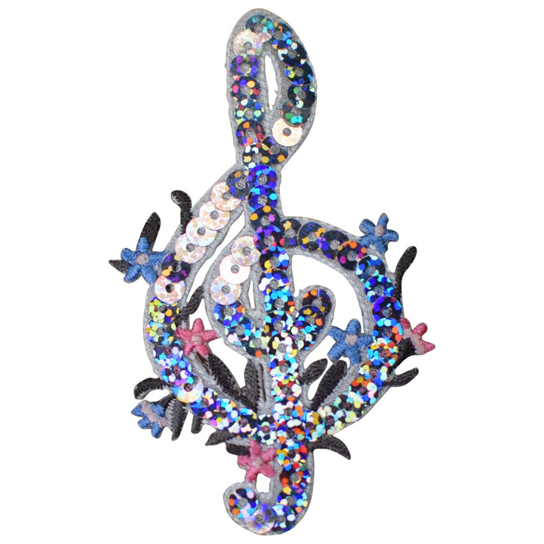 Treble G Clef Applique Patch - Sequin Music Badge 3.5" (iron On) - Etsy