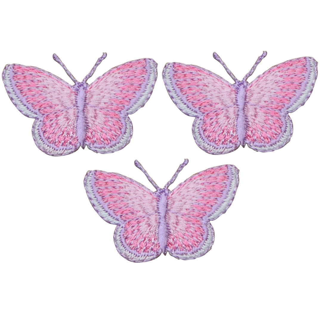 Pink Butterfly Applique Patch - Insect, Bug Badge 1-3/8" (3-pack, Iron ...