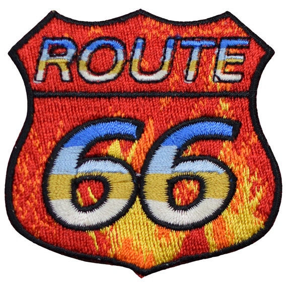 Route 66 Patch Fire Flames Motorcycle Rt 66 Badge - Etsy Hong Kong