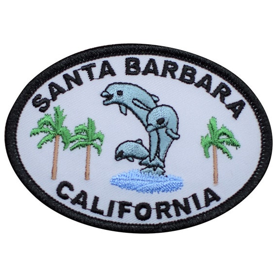 Santa Barbara Patch California Palm Tree Dolphin Badge | Etsy