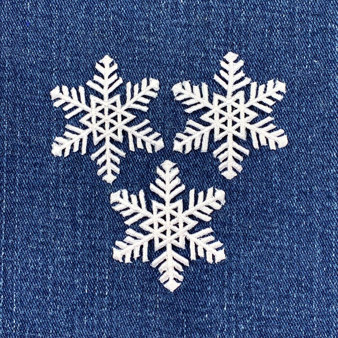 3-pack White Snowflake Applique Patch - Embroidered Winter Snow Badge 1 ...