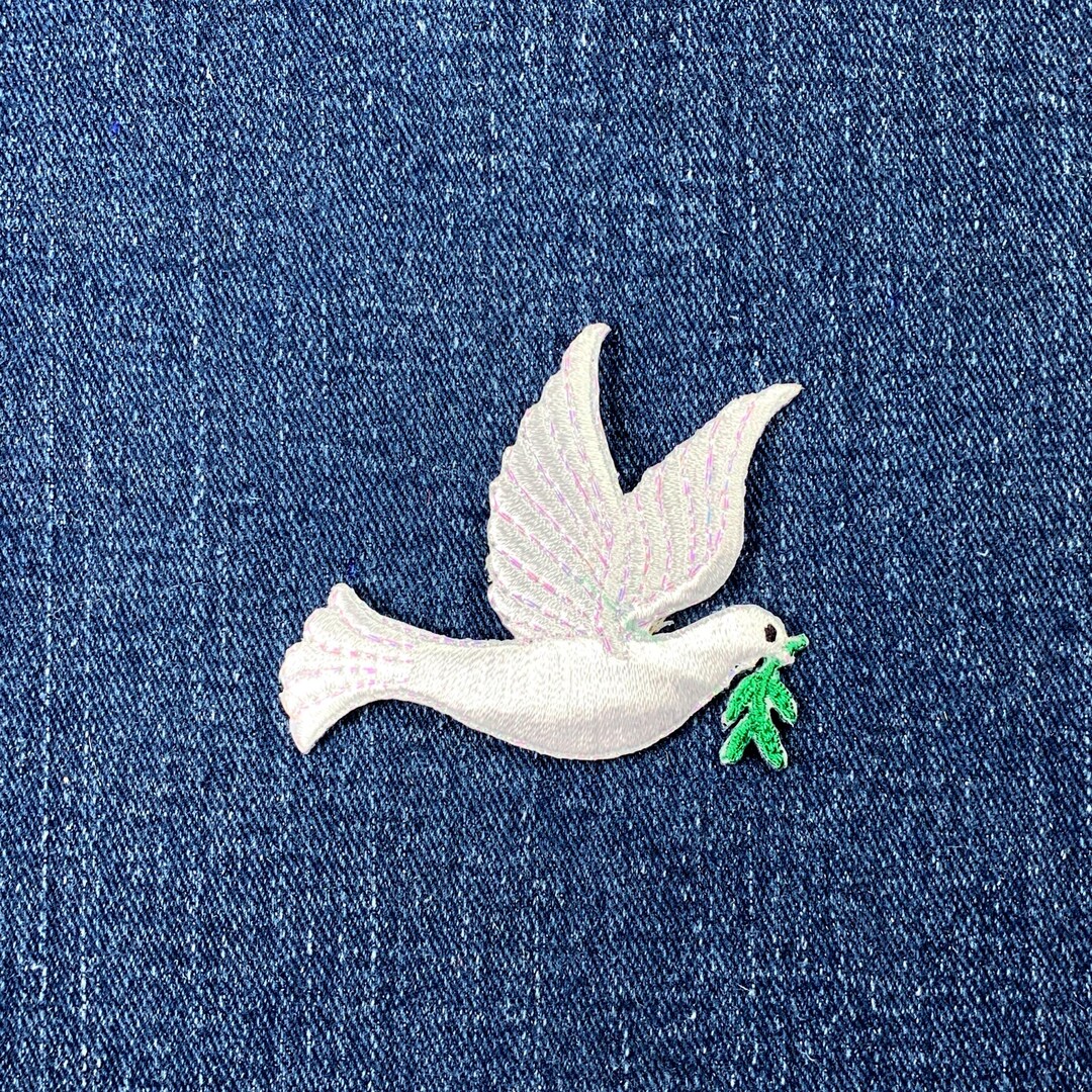 Peace Dove Applique Patch - Embroidered Olive Branch Bird Badge 2-1/8 ...