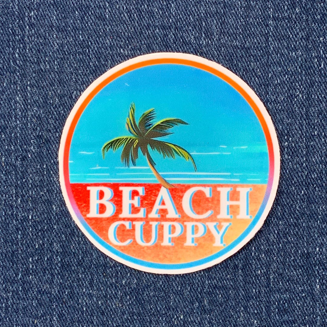 Beach Cuppy Sticker - Palm Tree Water Bottle Drink Cup Flask Canteen ...