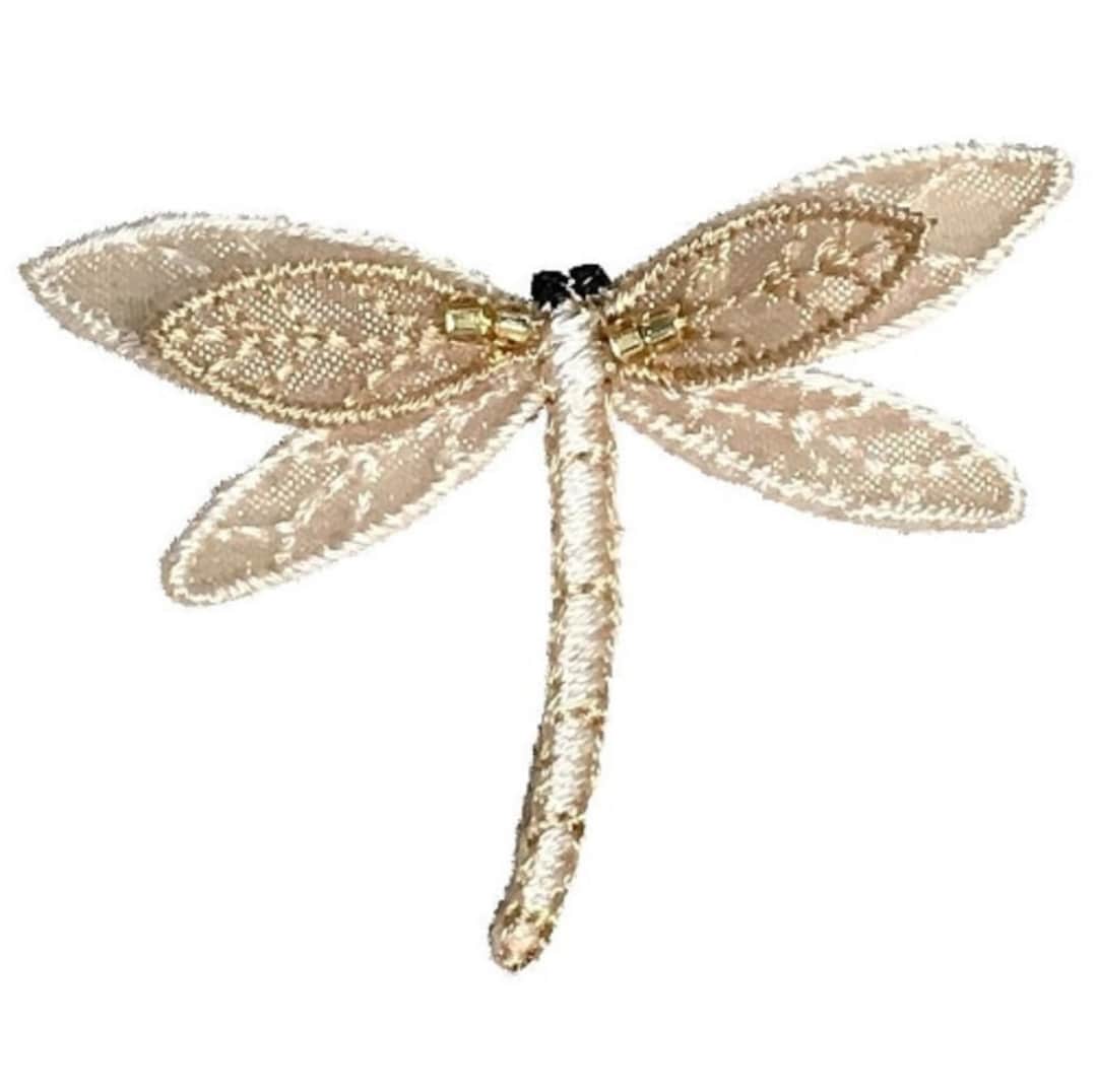 Dragonfly Applique Patch Gold, Beige, Layered Insect, Bug Badge 2 iron ...
